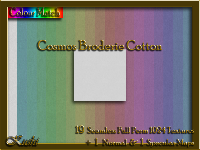 Second Life Marketplace - Cosmos Broderie Cotton Solids Textures
